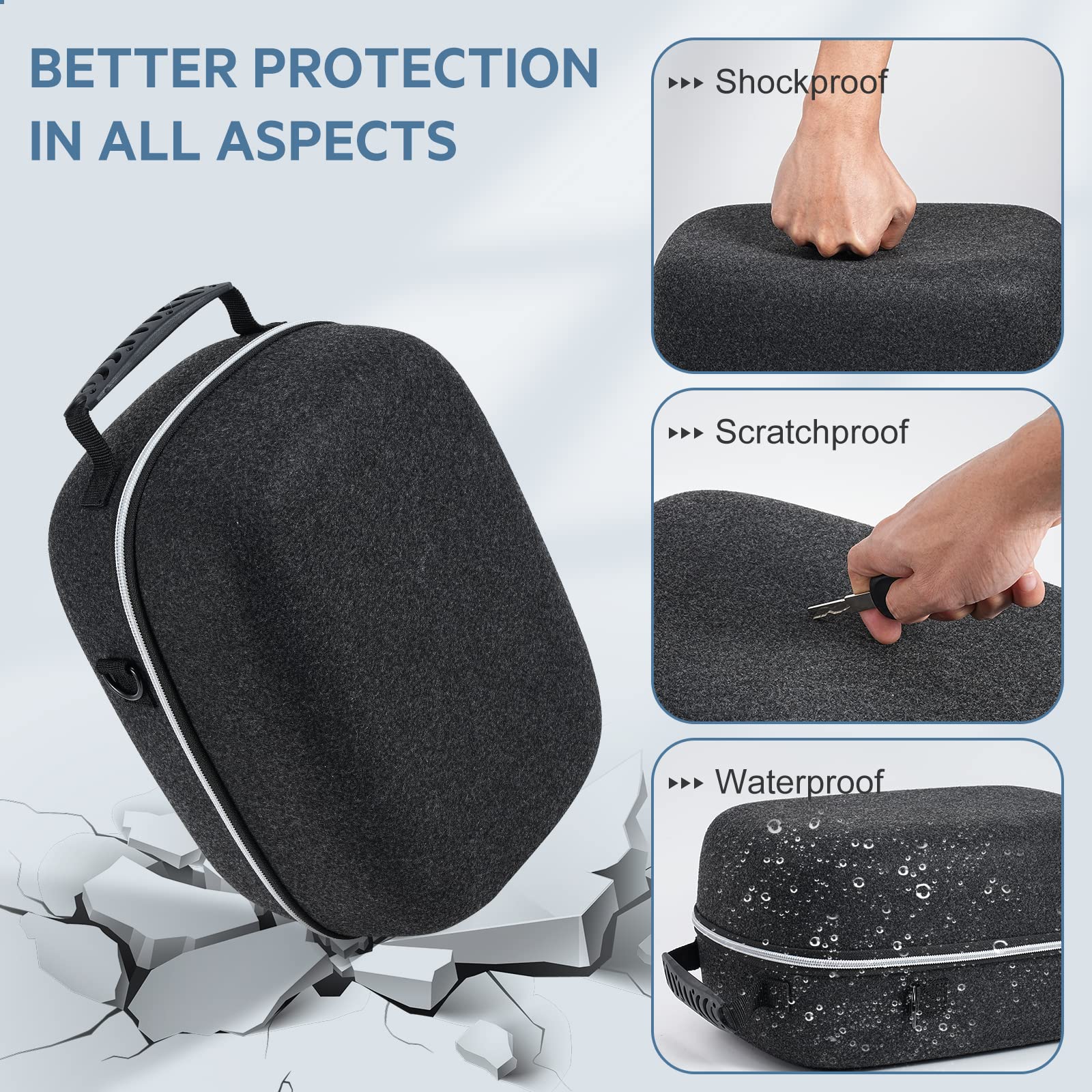 Allnice Carrying Case Compatible with Meta/Oculus Quest 3, Hard Carrying Travel Case for/Oculus Quest 3 Shockproof Waterproof EVA VR Carrying Travel Bag with Adjustable Strape Hard Storage Box (Black)