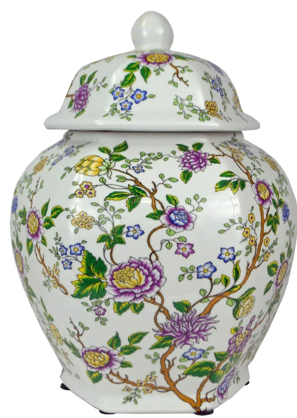 Charlton Home Floral Ceramic Jar (White /Floral, Porcelain)