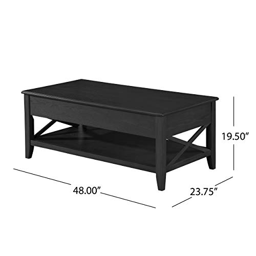 Christopher Knight Home Laurel Luke Farmhouse Faux Wood Lift Top Coffee Table, Black