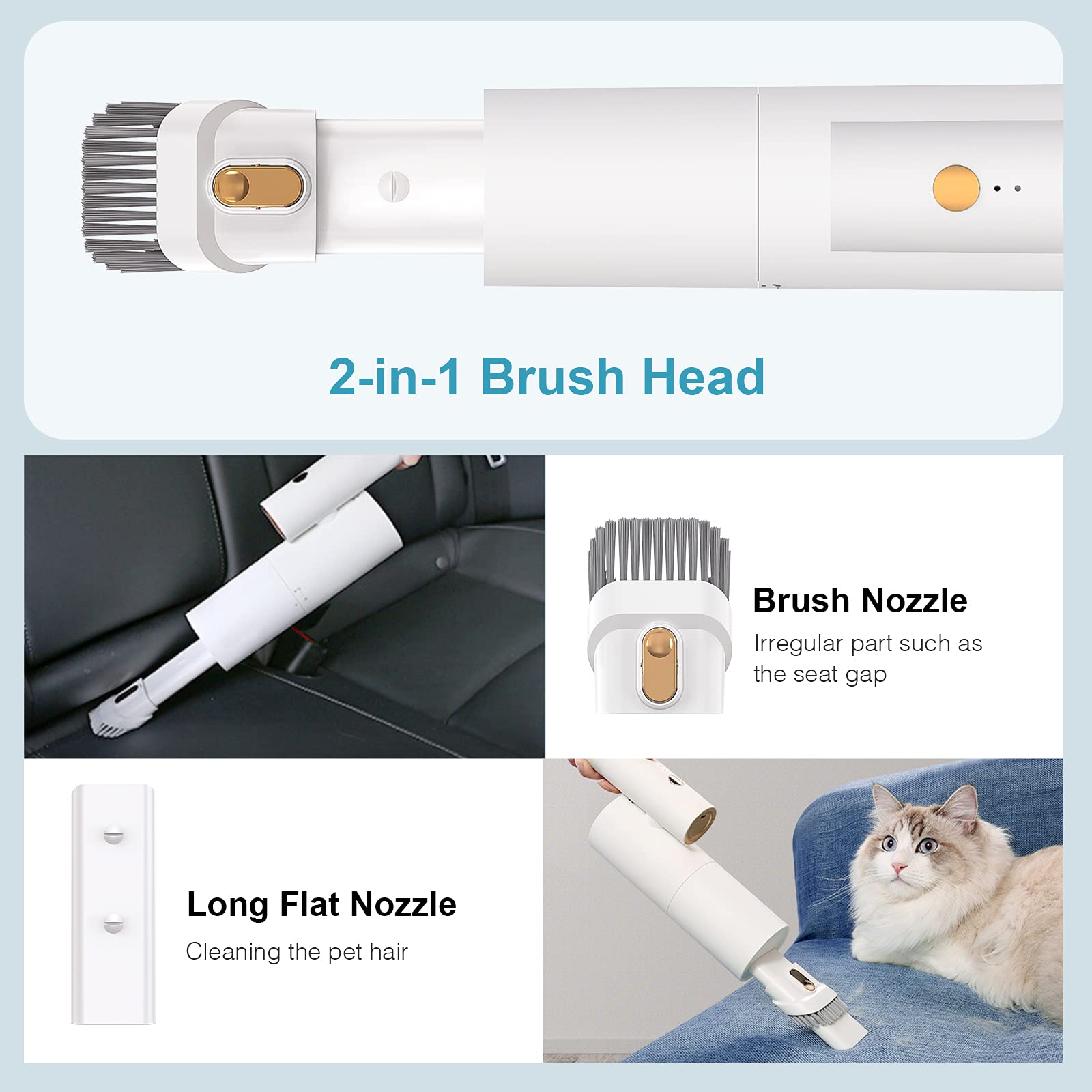 Handheld Vacuum, Mini Vacuum, Hand Vacuum Dust Buster with 8000Pa Strong Suction, 150W High Power, USB Rechargeable 270-Degree Rotatable Cordless Portable Vacuum for Home Office and Car