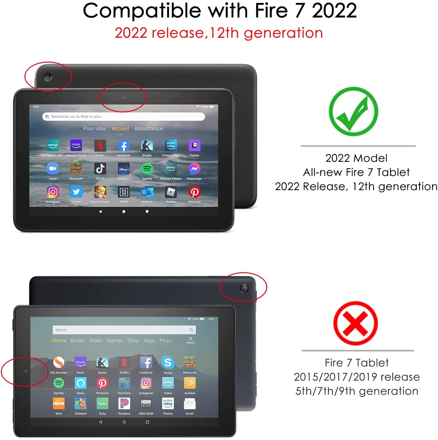 BMOUO Kids Case for All New Fire 7 Tablet (12th Generation,2022 Release), Fire 7 Tablet Case, Fire 7 2022 Case, Shockproof Handle Stand Kids Case for Amazon Fire 7 Tablet 2022 Latest Model 7", Blue