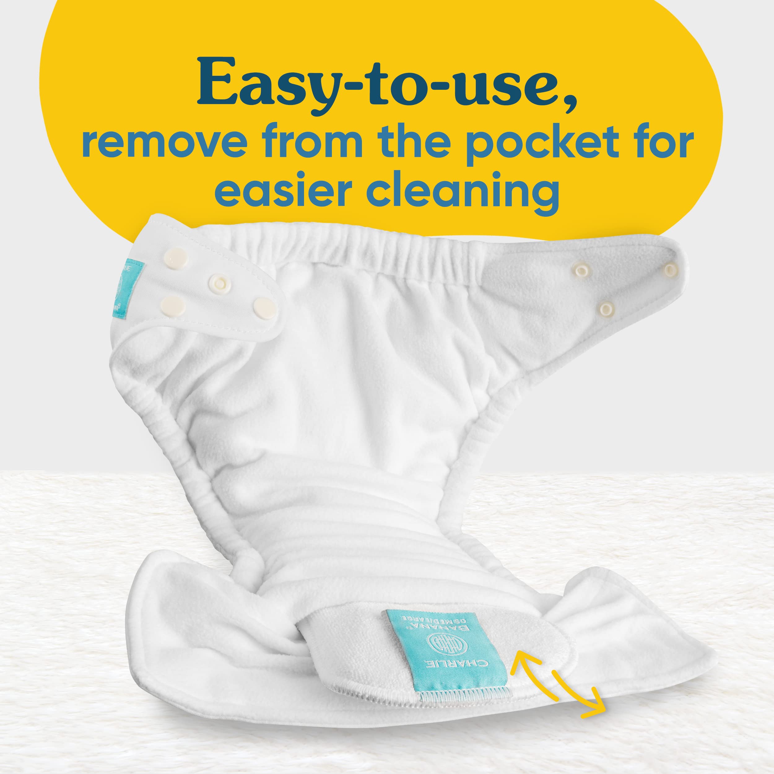 Charlie Banana Baby Super Absorbent Deluxe Reusable and Washable Diaper Insert, One Size, 3-Pack, Small
