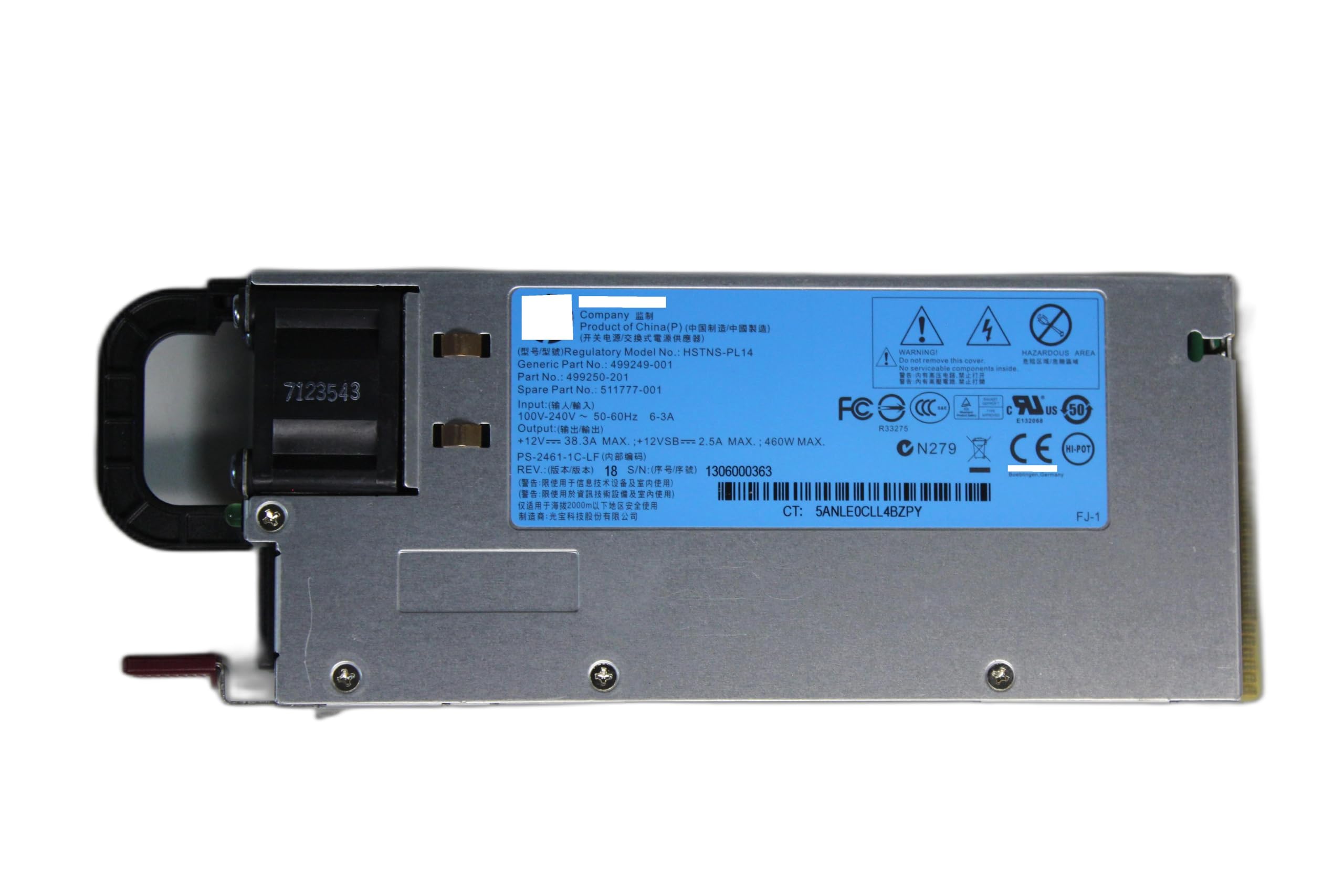 HP DL380P G8 460W Hot-Plug Power Supply 511777-001 499249-001 499250-201