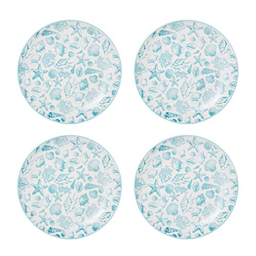 Pfaltzgraff Venice 16-Piece Stoneware Dinnerware Set, Service for 4, Aqua/White -