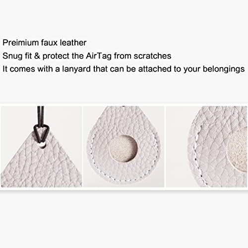 FOREVERFLYBIRD 2 Pack Airtag Holder Leather Case Air Tag Cover Keychain GPS Tracker Remote Finder Key Travel Backpack Pet Locator L Grey