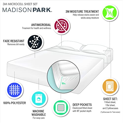 Madison Park 3M Microcell Color Fast, Wrinkle and Stain Resistant, Soft Sheets with 16" Deep Pocket All Season, Cozy Bedding-Set, Matching Pillow Case, 4 pieces, Queen, Blush