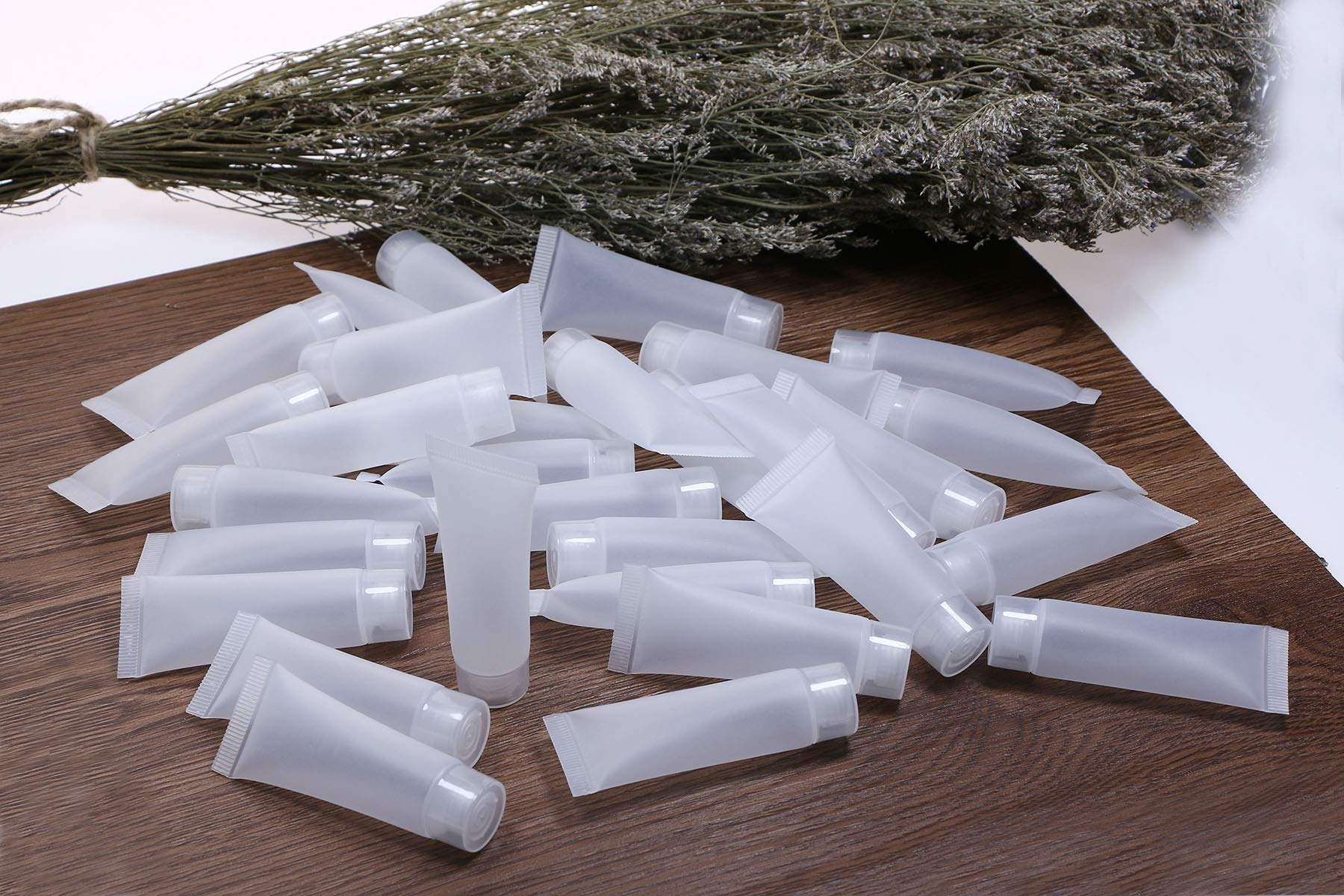 Shapenty 10ml Clear Plastic Empty Tubes Refillable Facial Cleanser Hand Cream Cosmetic Lotion Containers Soft Makeup Sample Holder Bottle Vial Jar Pot Case with Flip Lid for Travel DIY Project, 30PCS