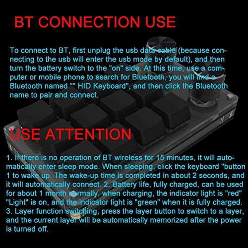 BAILIY Wireless Bluetooth 12 Keys Double Knob Mini Mechanical Keyboard Custom Macro Keyboard Programming Gaming Keyboard DIY Shortcuts