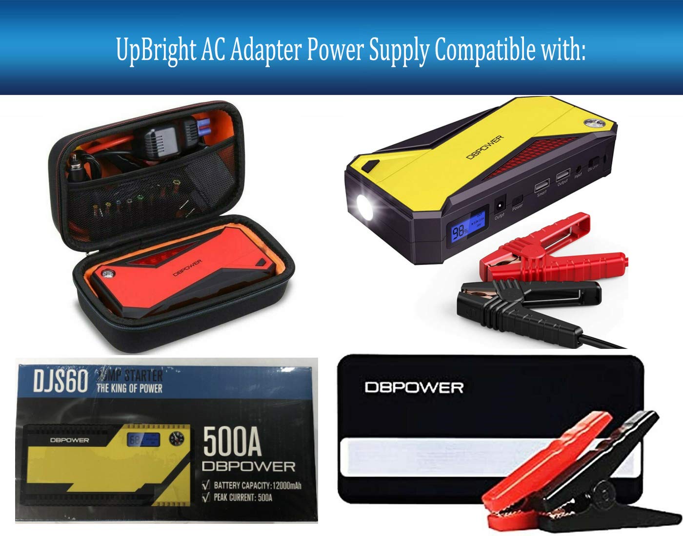 UpBright 15V AC/DC Adapter Compatible with DBPower DJS60 AP0384 DJS10 DJS20 DJS30 DJS50 DB Power DJS 10 20 30 50 60 400A 500A 600A 800A Peak Amp 12V Battery Car Jump Starter DC15V 1A Supply Charger