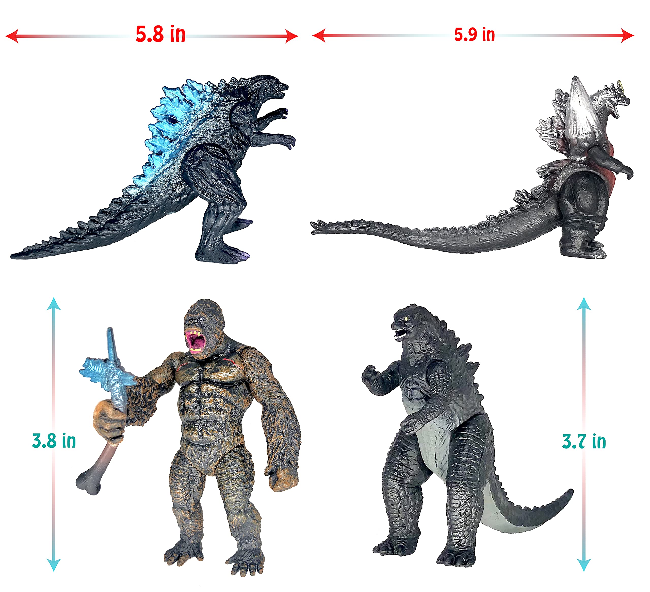 TwCare 8pcs Attacking King Kong vs Godzilla Toys 2021 Movable Joint Action Figures King of The Monsters Birthday Dinosaur Kid Gift Cake Toppers