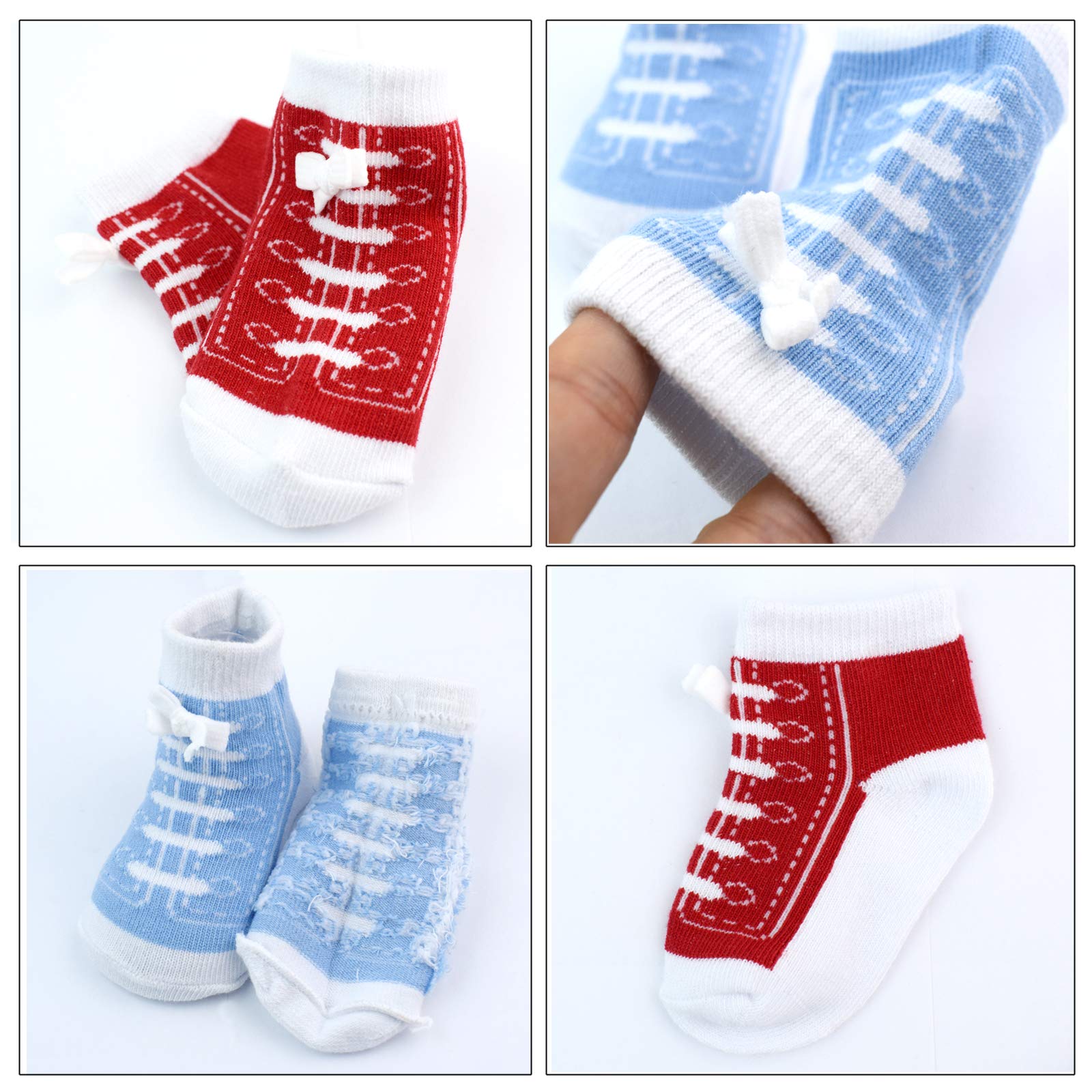 Fly love 6 Pairs Baby Cotton Sneaker Newborn Ankle Sock Toddler Crew Walkers Bootie Infant Slippers Socks