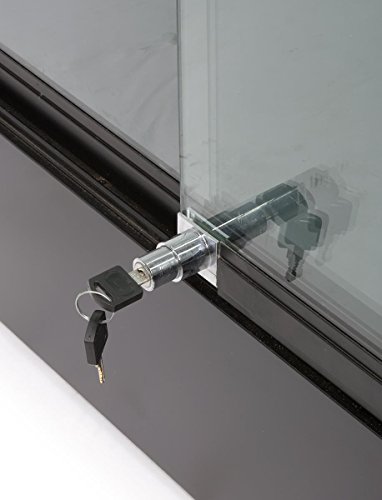 Displays2go 4’ Frameless Glass Showcases with LED Lighting, Adjustable Shelves, Locking, MDF – Black (GTAP48LEDB)