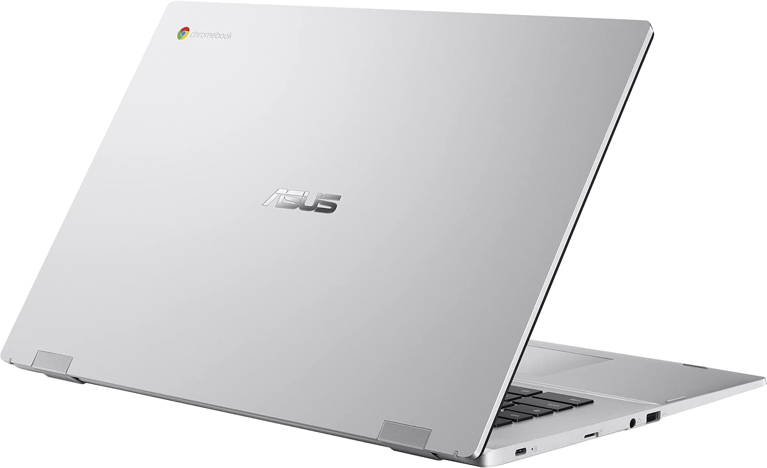 ASUS Chromebook 17.3" FHD Laptop Computer, Intel Celeron N4500 Processor, 4GB LPDDR4 RAM, 32GB eMMC, WiFi 6, Bluetooth 5.2, Webcam, Transparent Silver, Chrome OS, BROAG 64GB Flash Drive