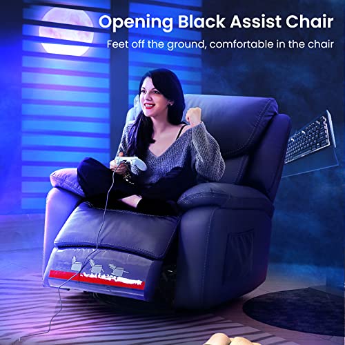 Luffield Large Electronic Power Recliner Chair, 270 Degree Swivel Recliners Comfy Glider Rocking Chairs with USB & Type-C Ports,Soft Fabric Sofa Chair for Living Room