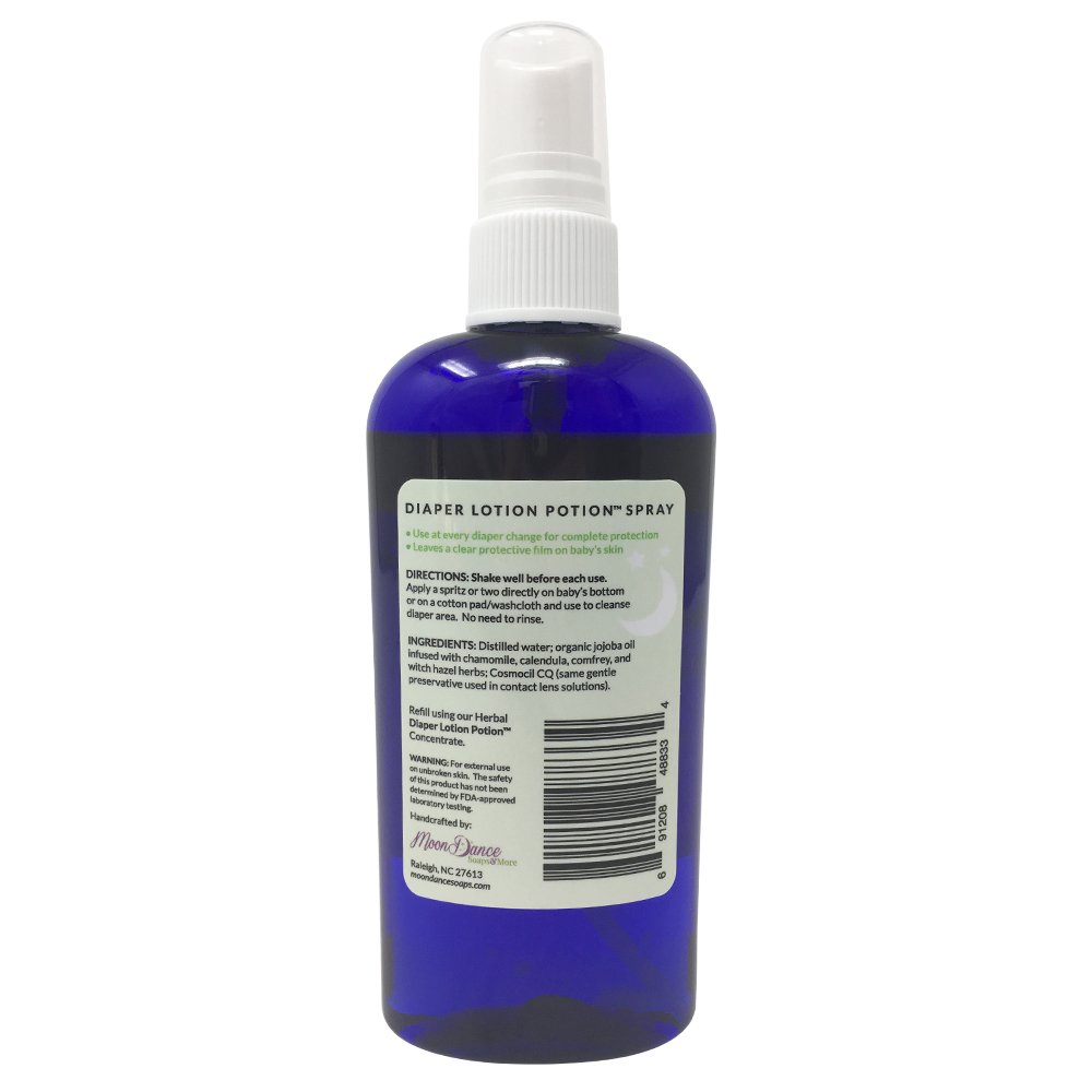 Diaper Lotion Potion, All Natural Diaper Rash Guard for Your Baby's Bottom - Healing and Soothing 2-in-1 Herbal Cleanser and Lotion - Moisturizes and Protects (4 Ounce Spray)