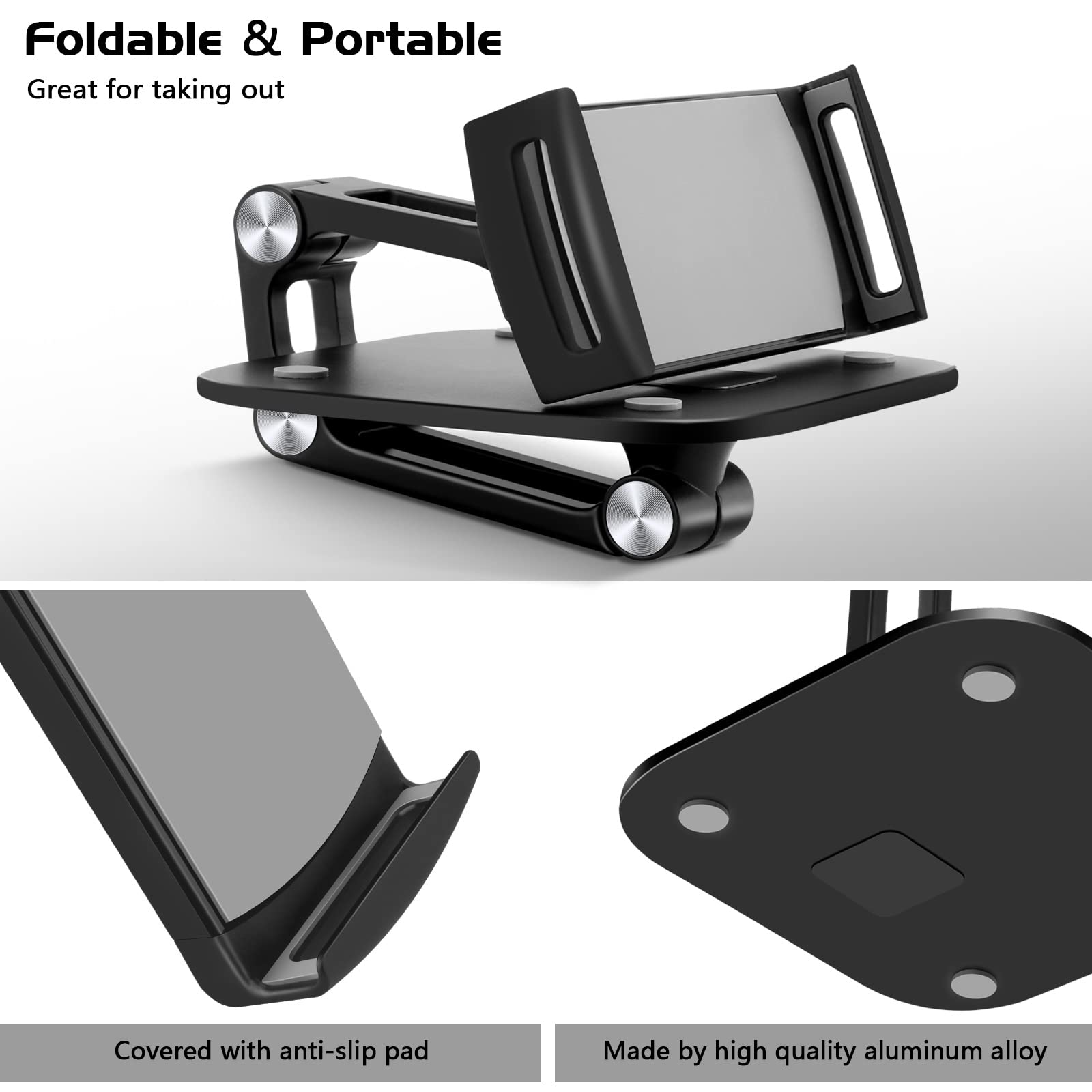 B-Land Tablet Stand Holder Adjustable, Universal Desktop Tablet Stand for Desk Foldable Phone Stand Compatible with iPad Pro 12.9,11, Air Mini 4 3 2, Kindle, E-Reader & Phones (4-13")