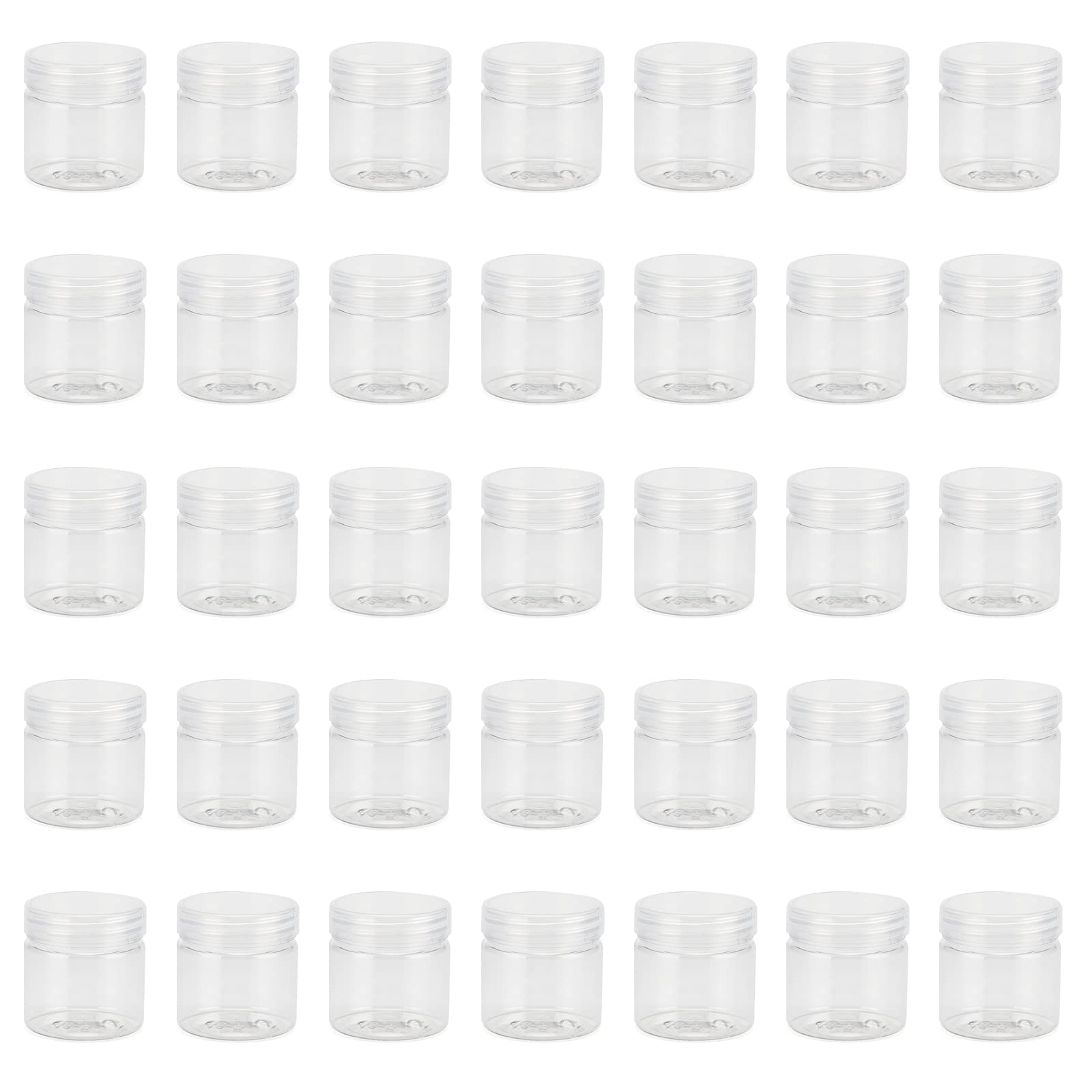 MUKLEI 70 PCS 2oz Clear Plastic Bead Containers, Round Bead Containers with Lids, Mini Sample Container for Lotions, Beads, Candies, Spice