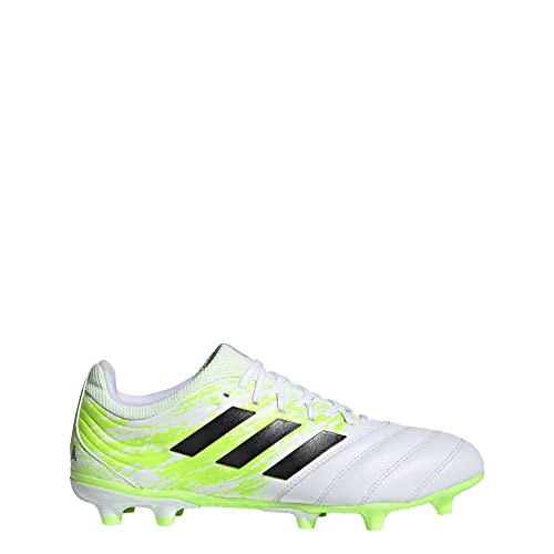 adidas Men's Copa 20.3 Firm Ground Soccer Shoe, White/Black/Signal Green, 9 M US