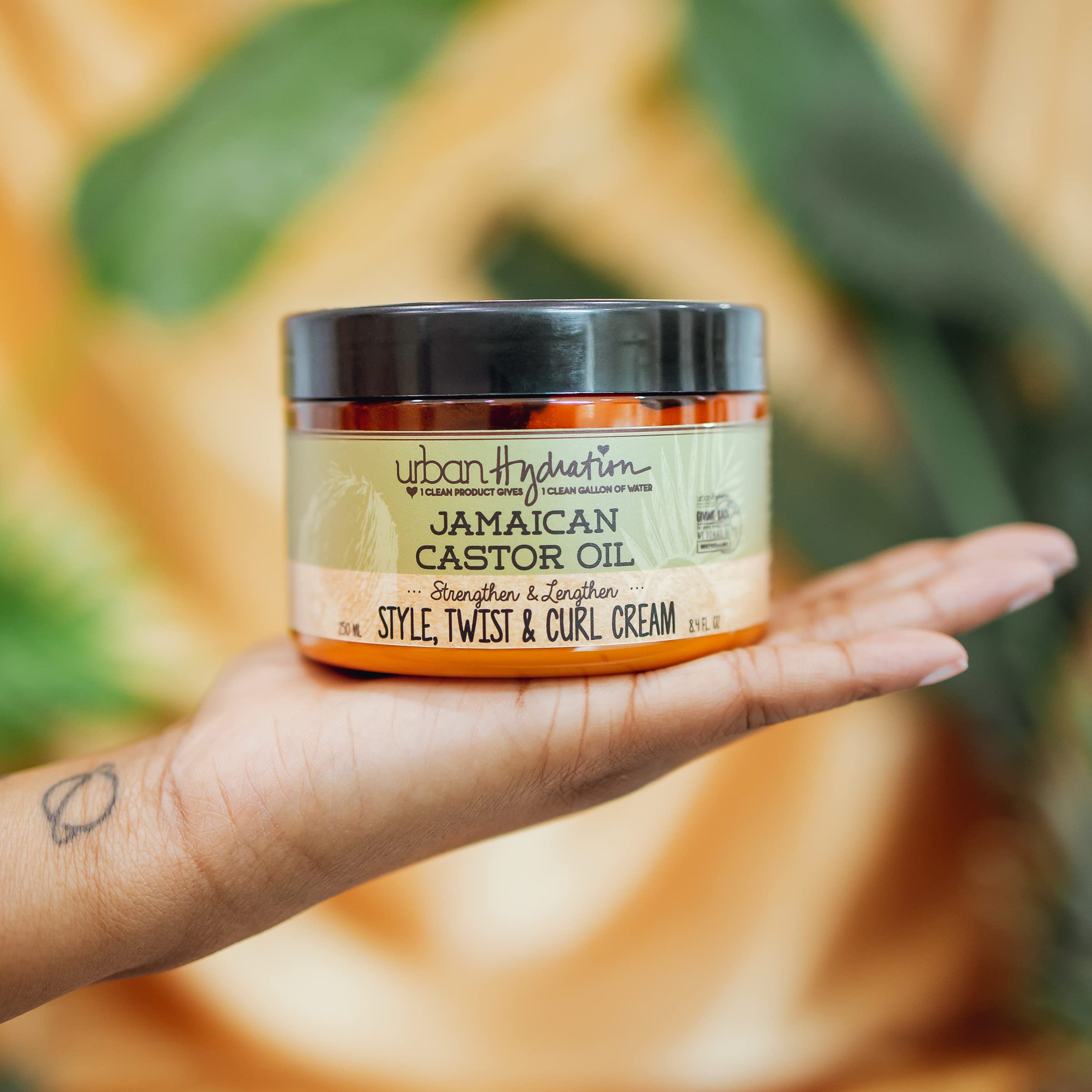 Urban Hydration Jamaican Castor Oil Curl Styling Cream | Sulfate, Paraben and Dye Free, Moisturizes, Thickens, Prevents Breakage and Lengthens For Strong Hair, All Hair Types, 8.4 Ounces