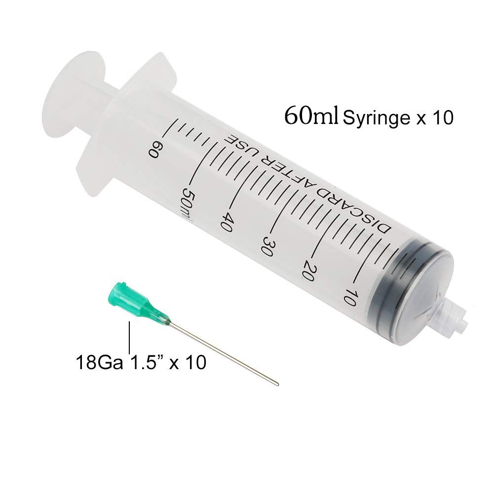 Shintop 60ml Syringes with 18Ga 1.5'' Blunt Tip Needles for E-Liquids,Oil or Glue Applicator(Pack of 10)