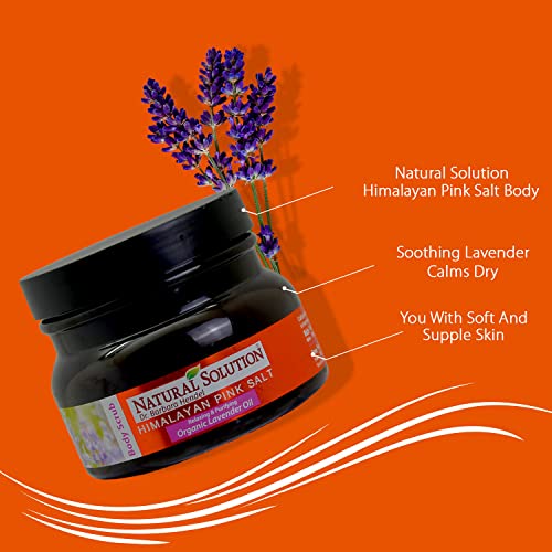 Natural Solution WBM Himalayan Salt Body Scrub with Organic Lavender Oil, Relaxing and Purifying Deep Cleansing – 12.3 oz, 10.6 Oz