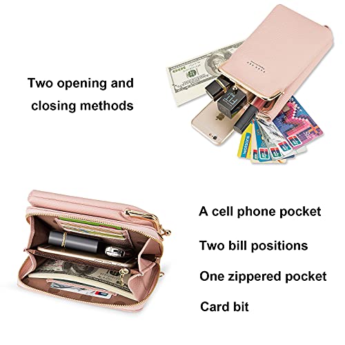 SUSIE ISLAND PU Leather Clasp Closure RFID Blocking Small Crossbody Cell Phone Bag Wallet with Credit Card Slots for Women (Blue)