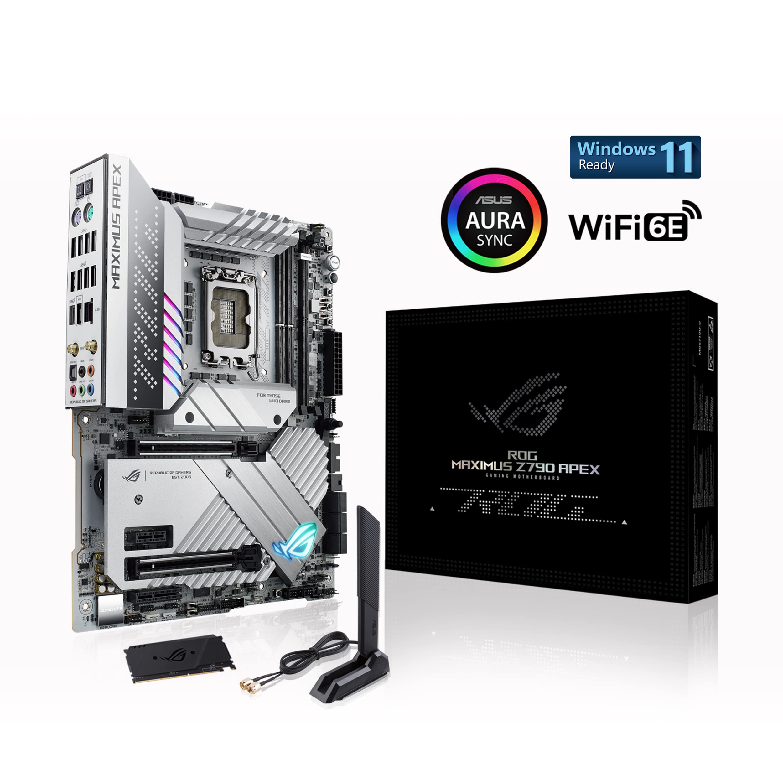 ASUS ROG Maximus Z790 Apex (WiFi 6E) LGA1700(Intel12th,13thGen) ATX gaming motherboard (PCIe5.0,DDR5,24power stages,DDR5,5x M.2,2xPCIe 5.0 M.2,USB 3.2 Gen2x2 front-panel connector with Quick Charge4+)