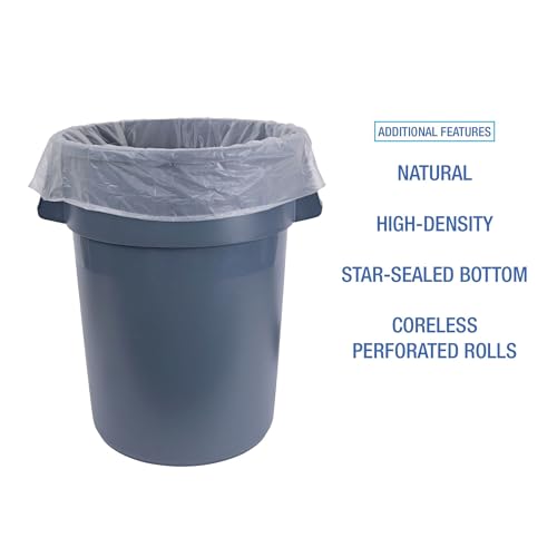 Boardwalk V7658HNKR01 38 in. x 58 in. 60 gal. 14 microns High-Density Can Liners - Natural (200/Carton)