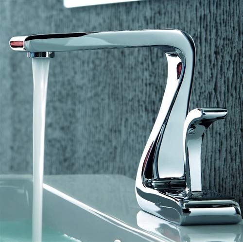 BathSelect Grohe Crane Deck Mount Bathroom & Kitchen Water Faucet - BST2161GB Luxury Mixer Faucet With Single Handle for Hot and Cold Water and Matching Pop-up Drain (Not Included) - Chrome Finish