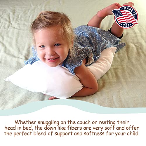 Pillowflex Sleep & Toddler Pillow (18x24 inches) - Soft Faux Synthetic Down Alternative Pillows Perfect for Toddlers, Bed Pillows for Sleeping Wedge with Neck Support and Allergy Free Kid's Pillows.