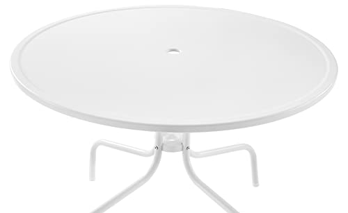 Crosley Furniture Tulip 5-Piece Outdoor Dining Set for 4, Retro Metal Round Patio Table and Chairs for Deck, Pastel Blue Satin