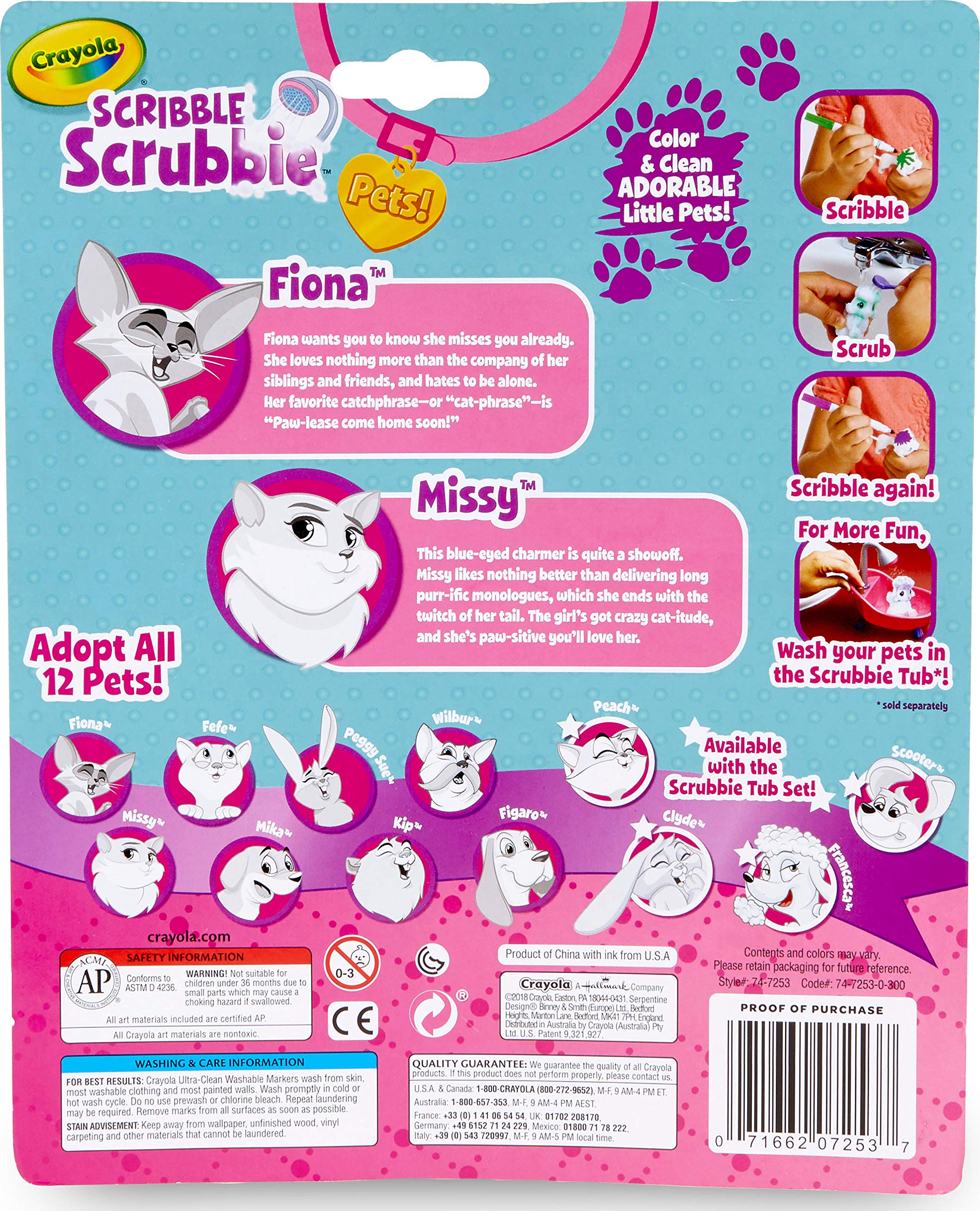 Crayola Scribble Scrubbie Pets, Cats, Kids Toys, Gift for Girls & Boys, Age 3, 4, 5, 6