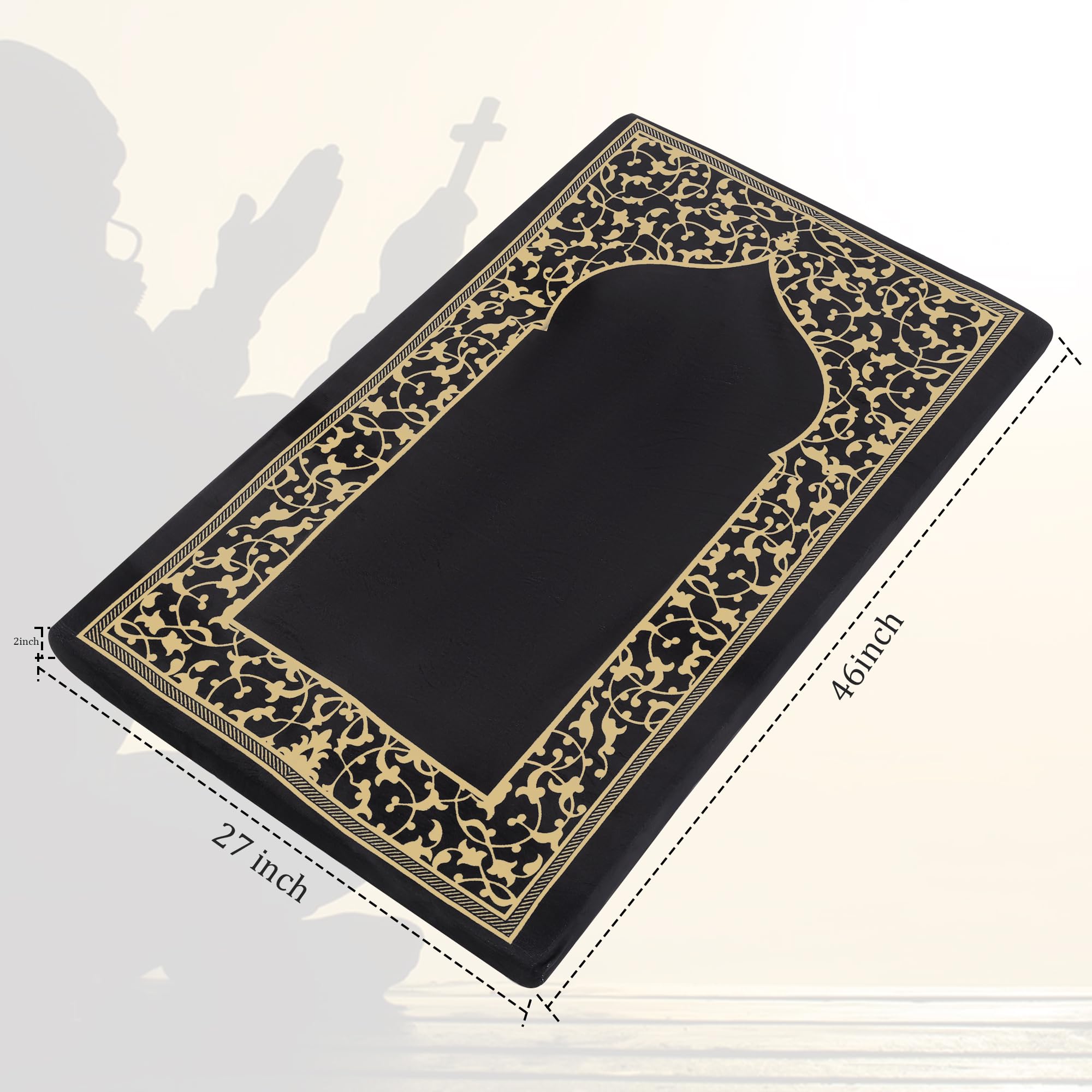 BALAPET Muslim Padded Prayer Mat,Islamic 2 Inch Thick Prayer Rug Ramadan Eid Gift for Men Women