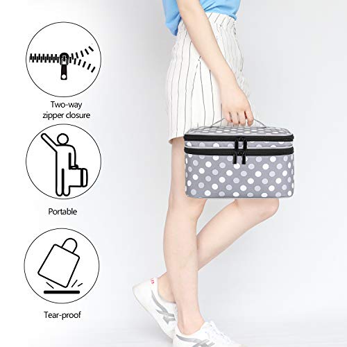 Luxja Double-Layer Sewing Accessories Organizer, Sewing Supplies Organizer for Needles, Thread, Scissors, Measuring Tape and Other Sewing Tools, Large/Polka Dots