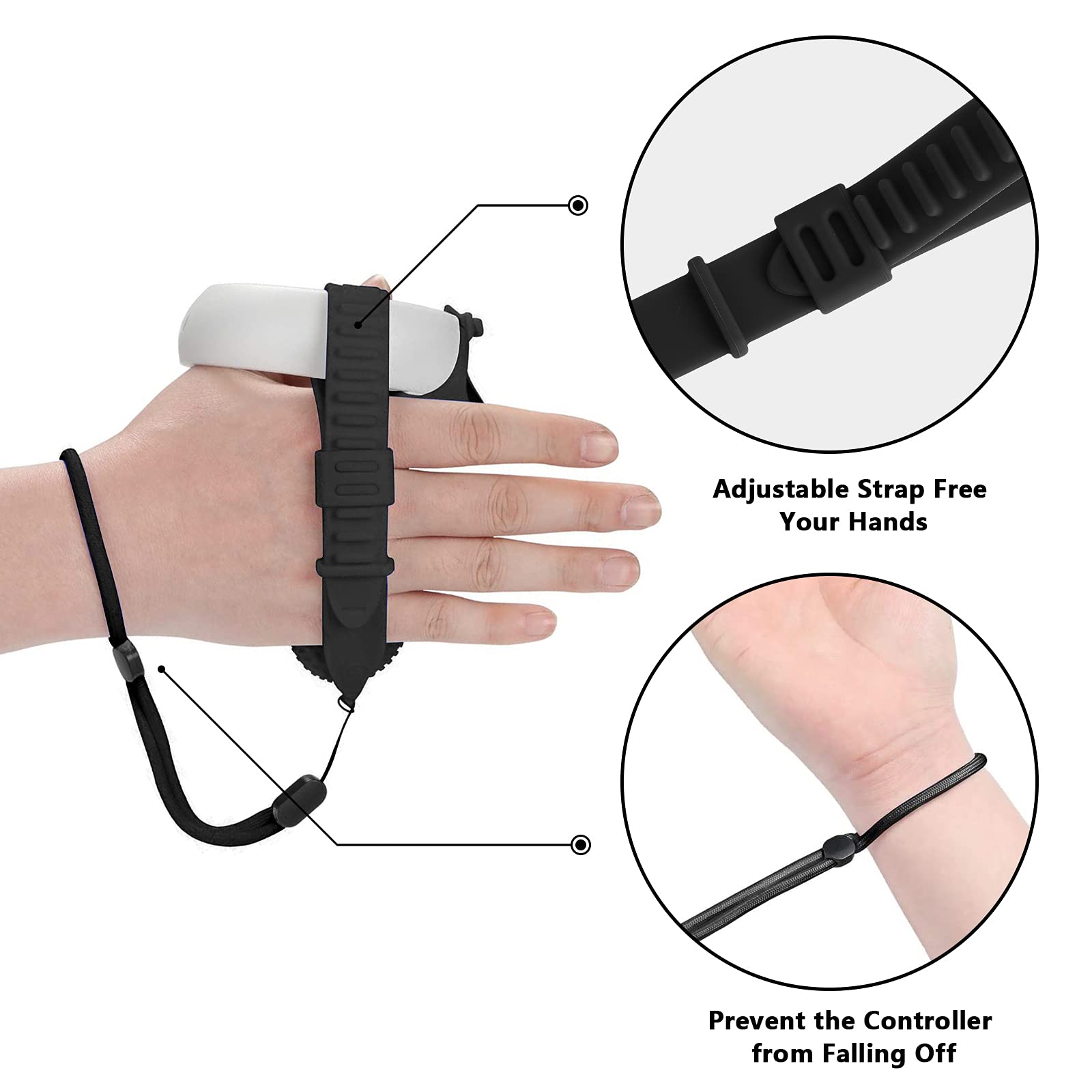 TOMSIN Touch Controller Grip Cover for Oculus Quest 2 with Silicone Face Cover, Protective Lens Cover, Silicone Handle Strap Disposable Eye Cover Combo, Sweatproof Lightproof Accessories (Black)