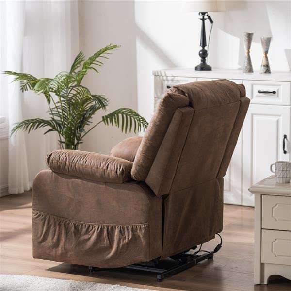 Angola AFLHYJK Electric Lift Function Recliner Massage Chair Light Brown Comfortable&Durable Fabric PU Easy Adjustment Ultimate Relaxation