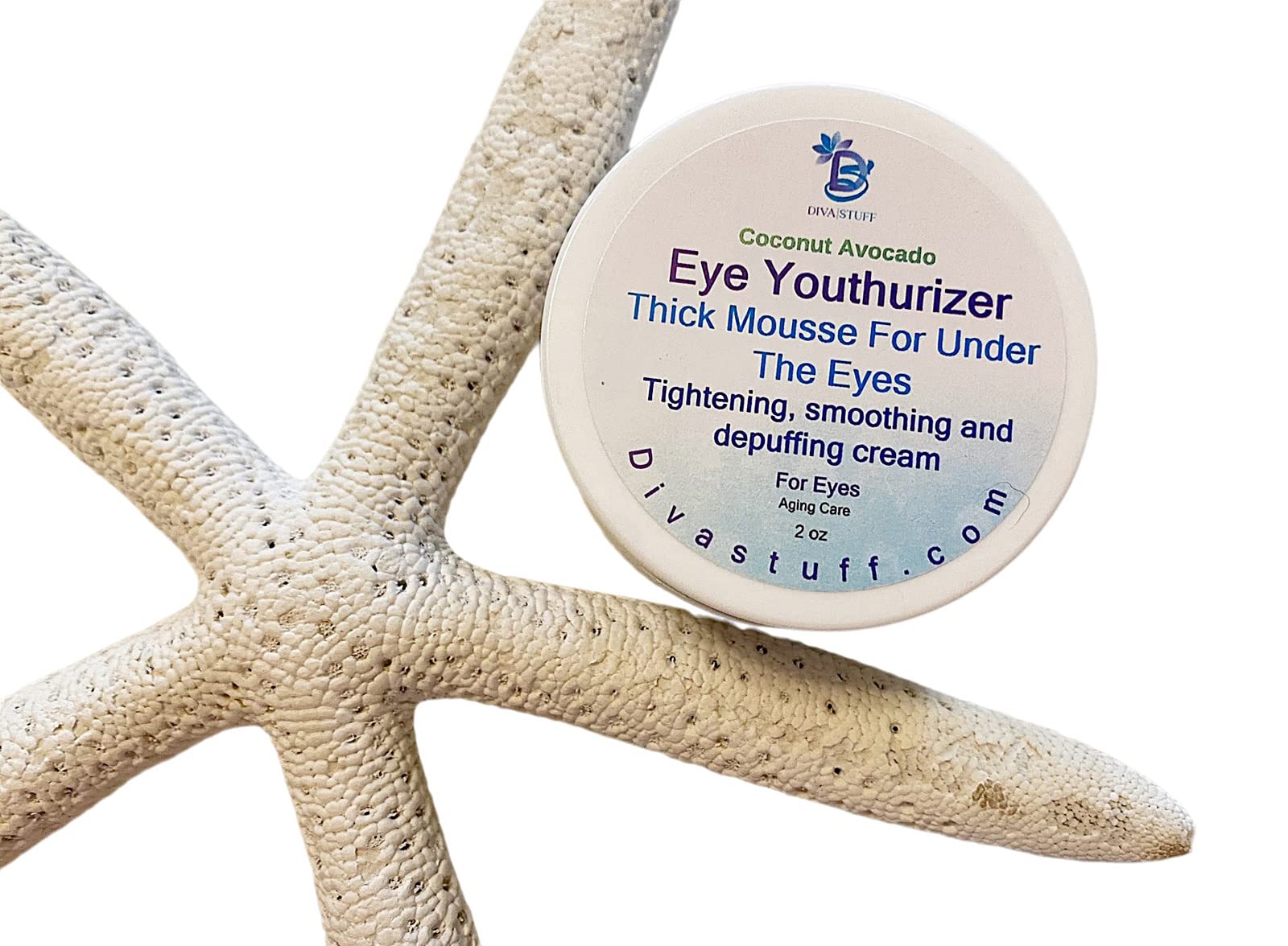 Diva Stuff Coconut and Avocado Eye Youthurizer, Thick Melt Mousse For Under The Eyes, Tightens, Lifts, Smooths and Depuffs, 2 oz