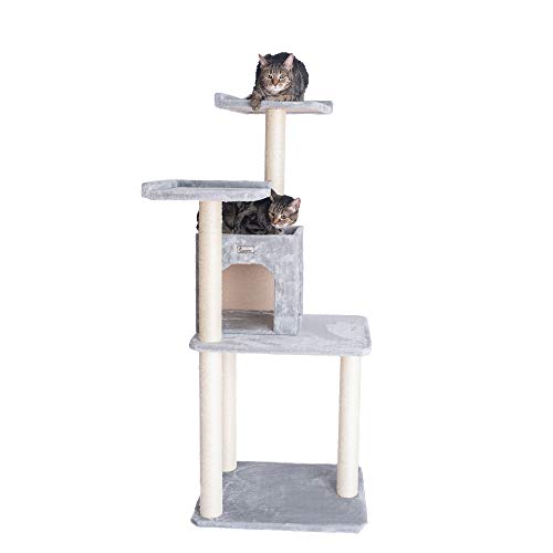 Gleepet GP78571022 Cat Tree, Real Wood Play House, Silver Gray,14 D x 27 6 W x 57 H