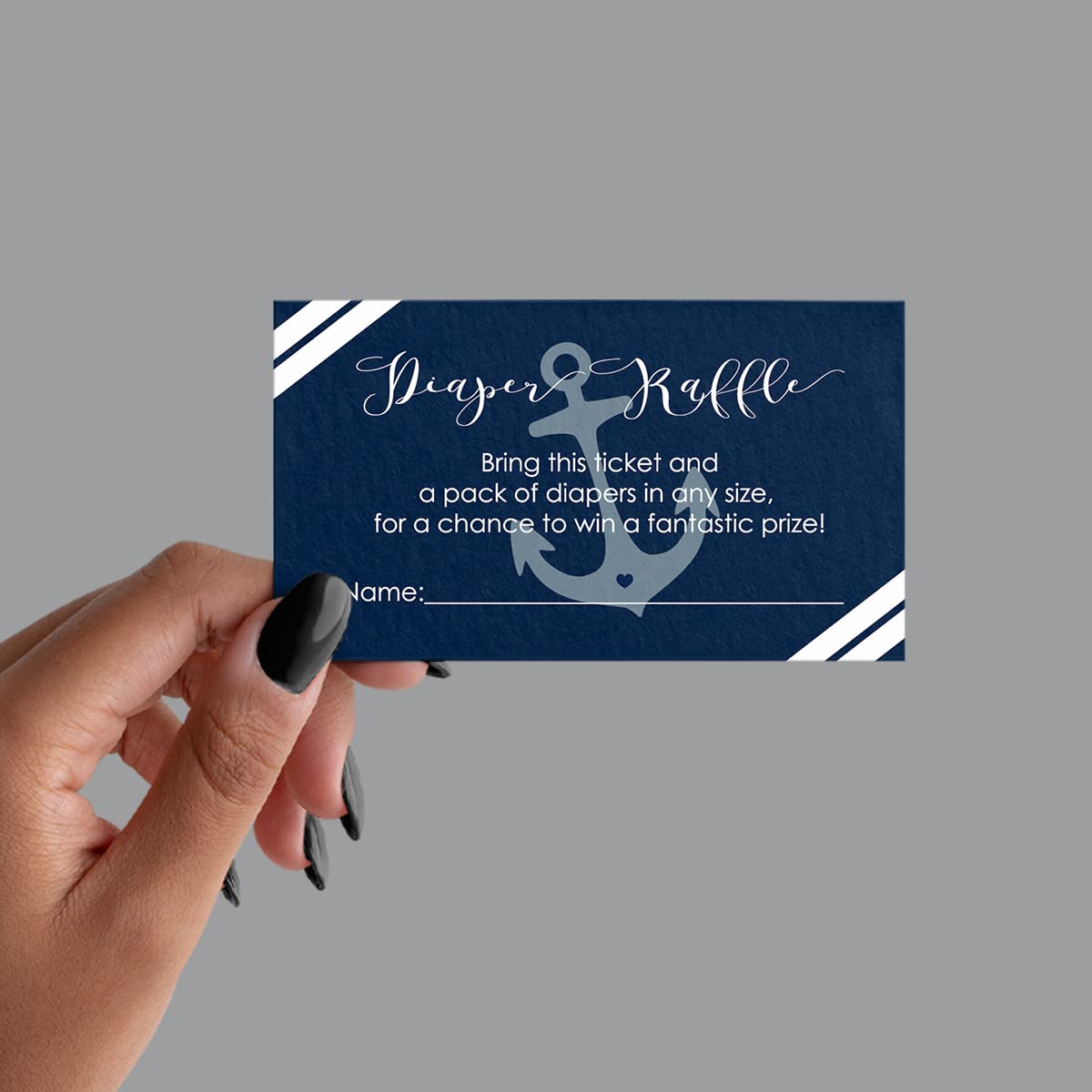 Paper Clever Party Nautical Diaper Raffle Tickets (25 Pack) Boys Baby Shower Games for Drawing Prizes - Invitation Insert Guests to Fill-In β Anchor Theme Blue - 2x3.5 Printed Card Set