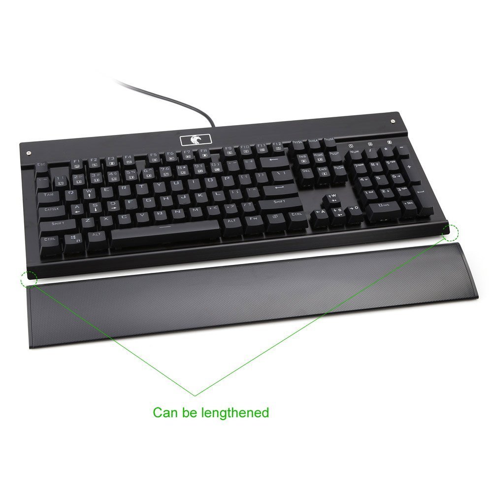 HUO JI E-Element MechanicalEagle Z-77 White LED Backlit Gaming Keyboard, 104 Keys Anti-Ghosting, with Blue Switches, Wrist Rest (Black)