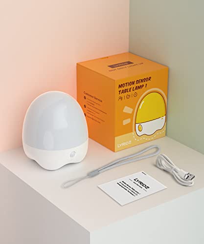 Lyridz Nursery Night Light for Kids, Rechargeable Baby Night Light with Motion Sensor, RGB LED Dimmable Table Lamp for Breastfeeding with Color-Changing Mode,1-Hour Timer,Touch Control