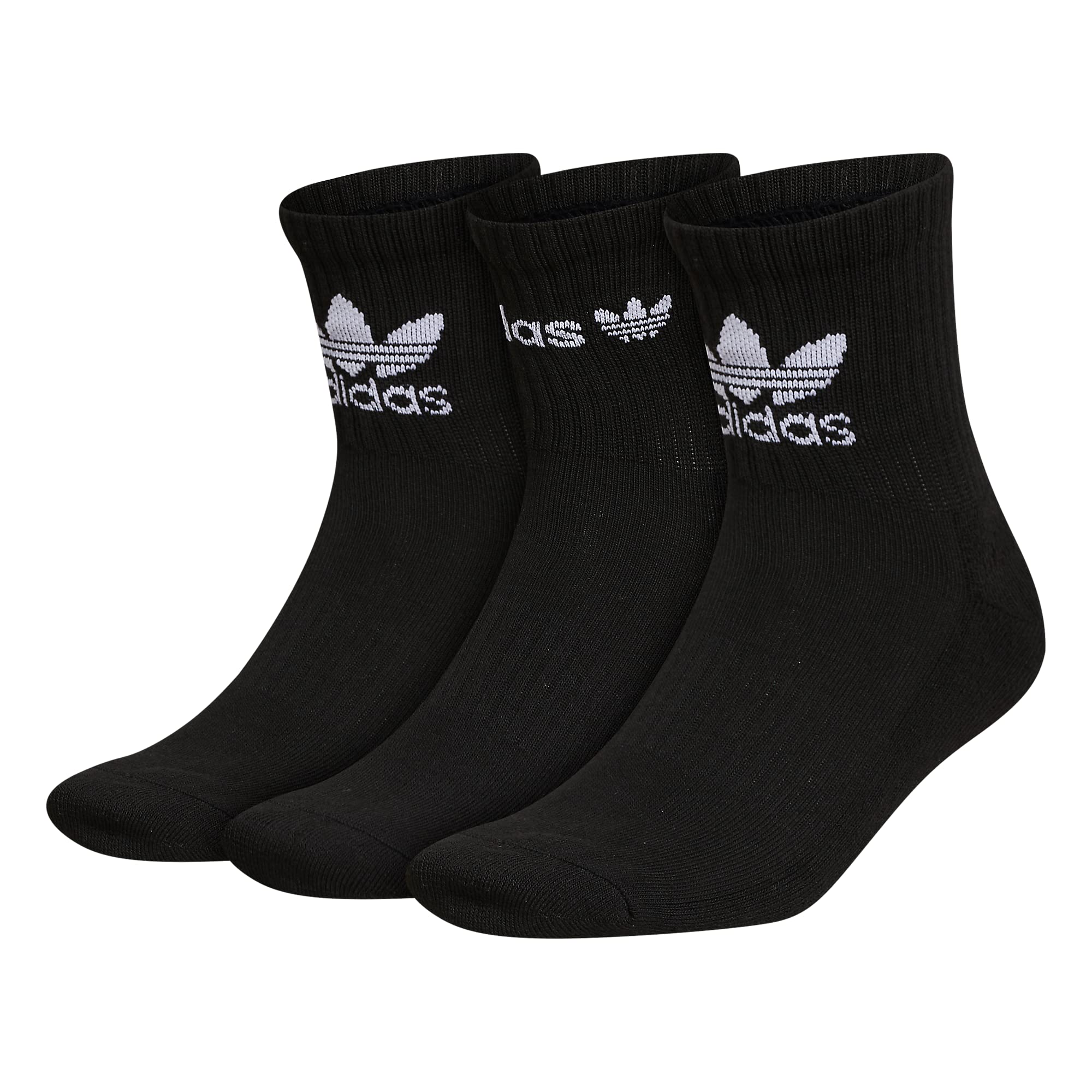 adidas Originals Men's Originals Icon 3-Pack Quarter, Black/White, Large