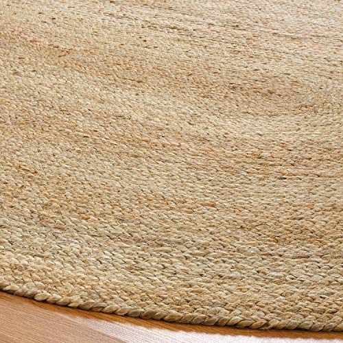 Superior Hand Woven Natural Fiber Reversible High Traffic Resistant Braided Jute Area Rug, 4' x 6' Oval