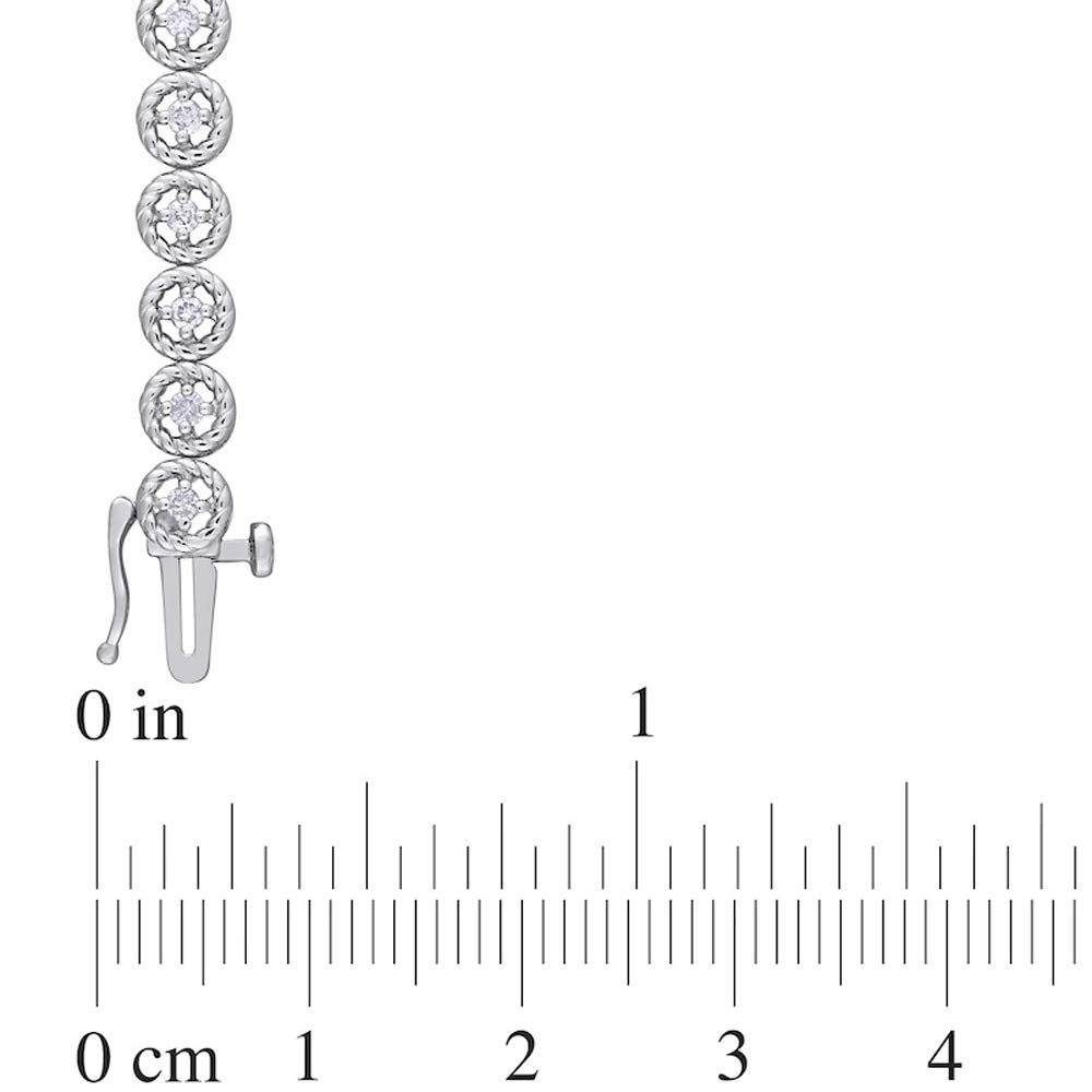Ani's 1 CT. T.W. Round Cut White D/VVS1 Diamond Circle Frame Tennis Bracelet In Solid 925 Sterling Silver_6.5