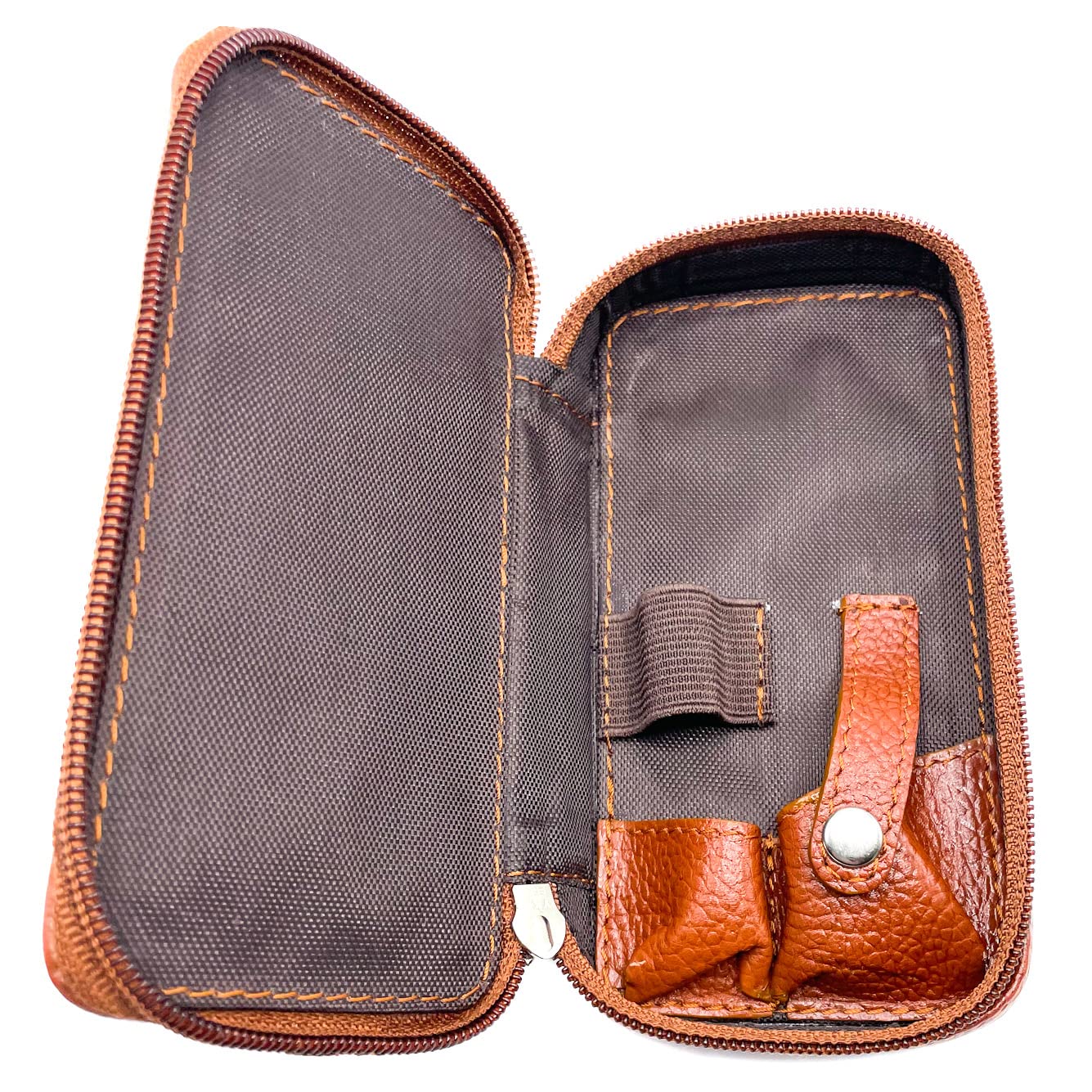 Parker Genuine Leather Double Edge Safety Razor Zippered Travel Case - Holds Safety Razor and Blade Pack