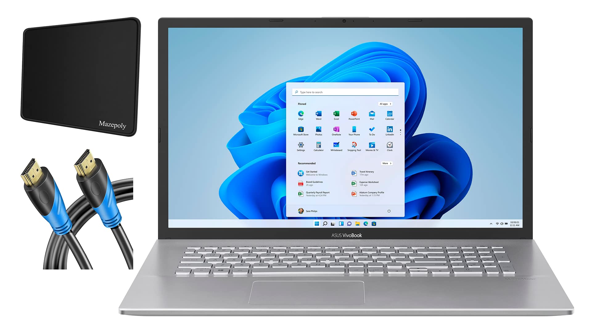 ASUS Vivobook 17.3" HD+ 1600x900 Laptop Computer PC - Intel Core 10th Gen i5-1035G1 - 12GB DDR4 Memory - 1TB Hard Disk Drive, Webcam, HDMI, Windows 11, Silver (Renewed)