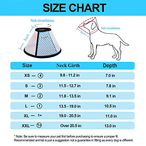 Supet Dog Cone Adjustable Pet Cone Pet Recovery Collar Comfy Pet Cone Collar Protective Collar for After Surgery Anti-Bite Lick Wound Healing Safety Practical Plastic E-Collar