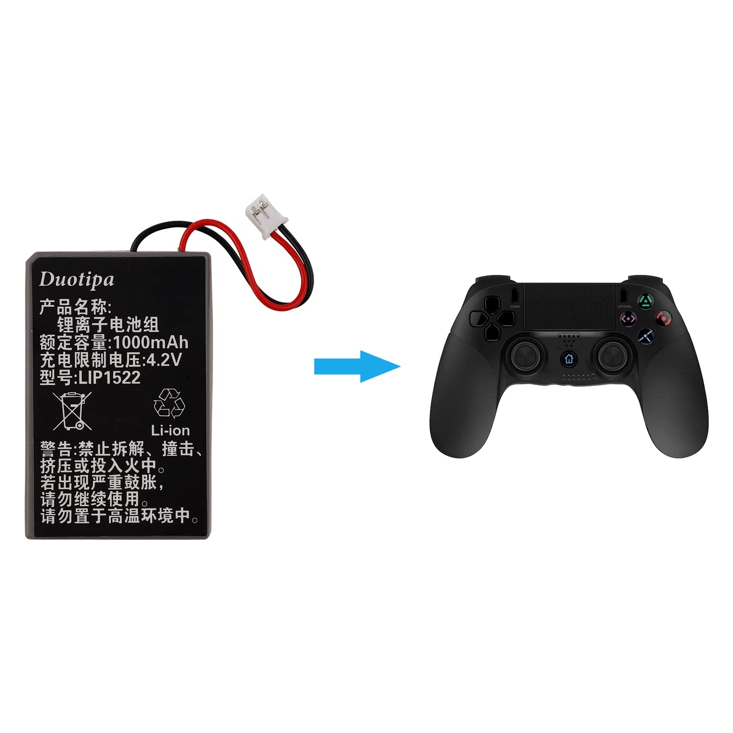 Duotipa Battery lip1522 Compatible with Sony PS4 4 Controller with Repair Tool Kit (Big Plug)