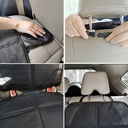 MORROLS Car Seat Protector, 2 Pack Carseat Protector with Thick Padding, Baby/Pets for Child Car Seat-Mesh Pockets-Waterproof-Universal Size(Black)
