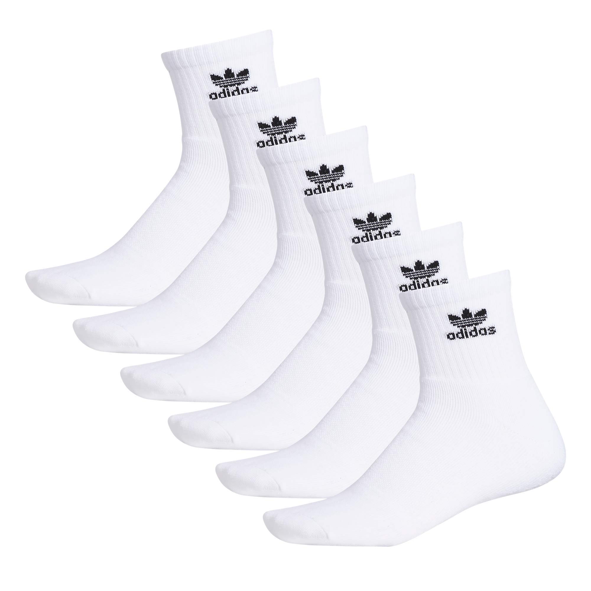 adidas Originals Trefoil Quarter Socks (6-Pair), White/Sky Rush Blue/Light Purple, Large